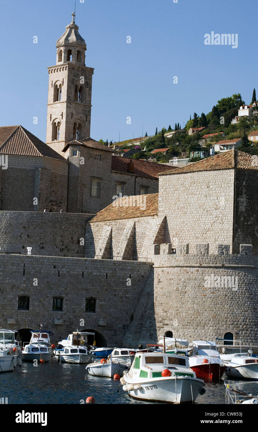 The Old Port and the bell tower of the Dominican Monastery Dubrovnik ...