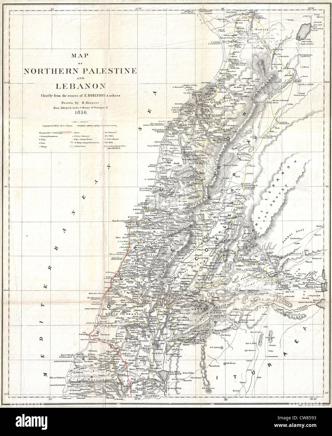 1856 Kiepert Map of Lebanon Stock Photo - Alamy