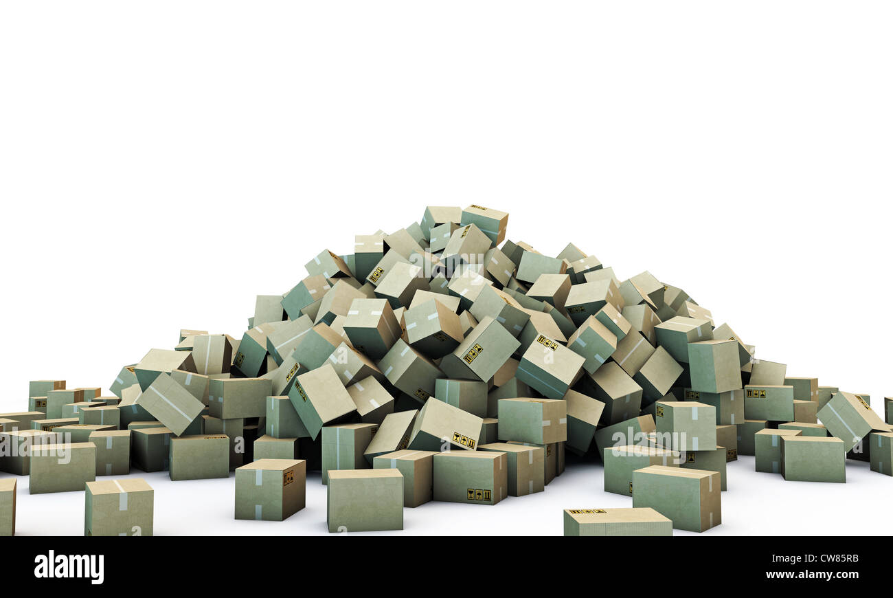 large group of shipping boxes isolated on white background Stock Photo ...