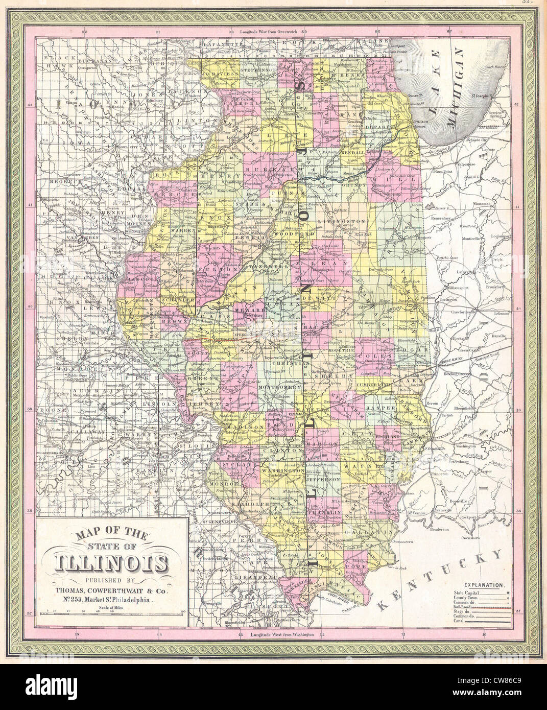 Old map of illinois hi-res stock photography and images - Alamy