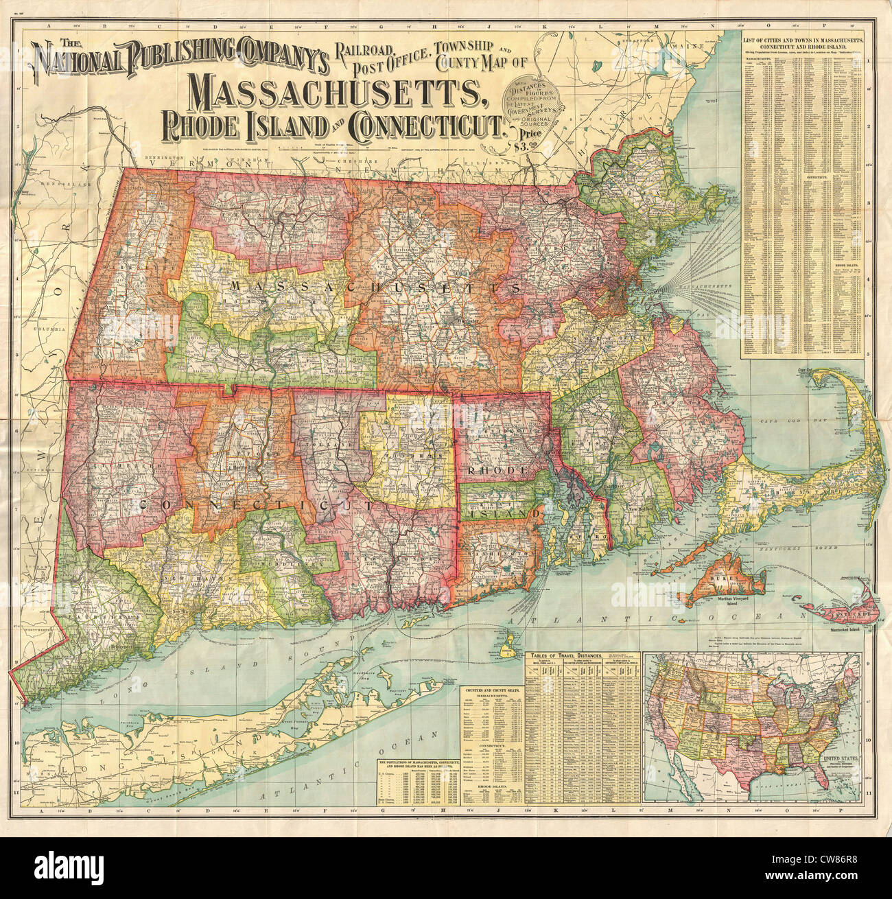 This 1900 National Publishing Railroad map shows the railroads of ...