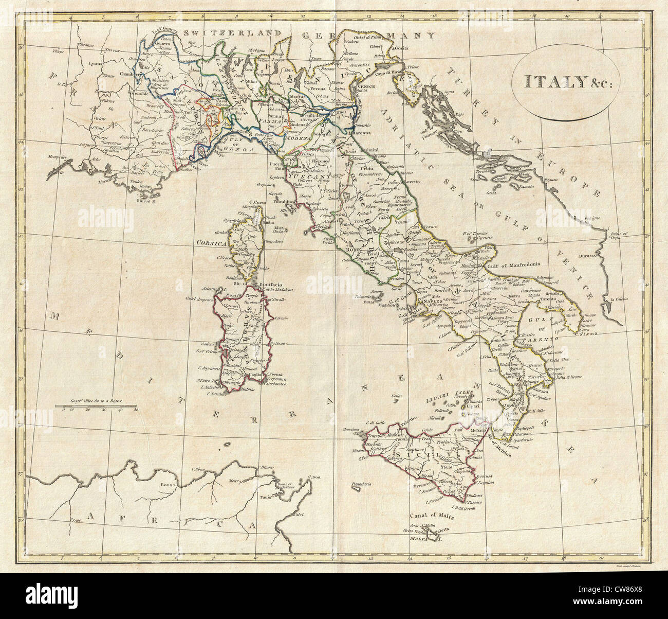 The 1799 Clement Cruttwell map of Italy is an antique geographic ...