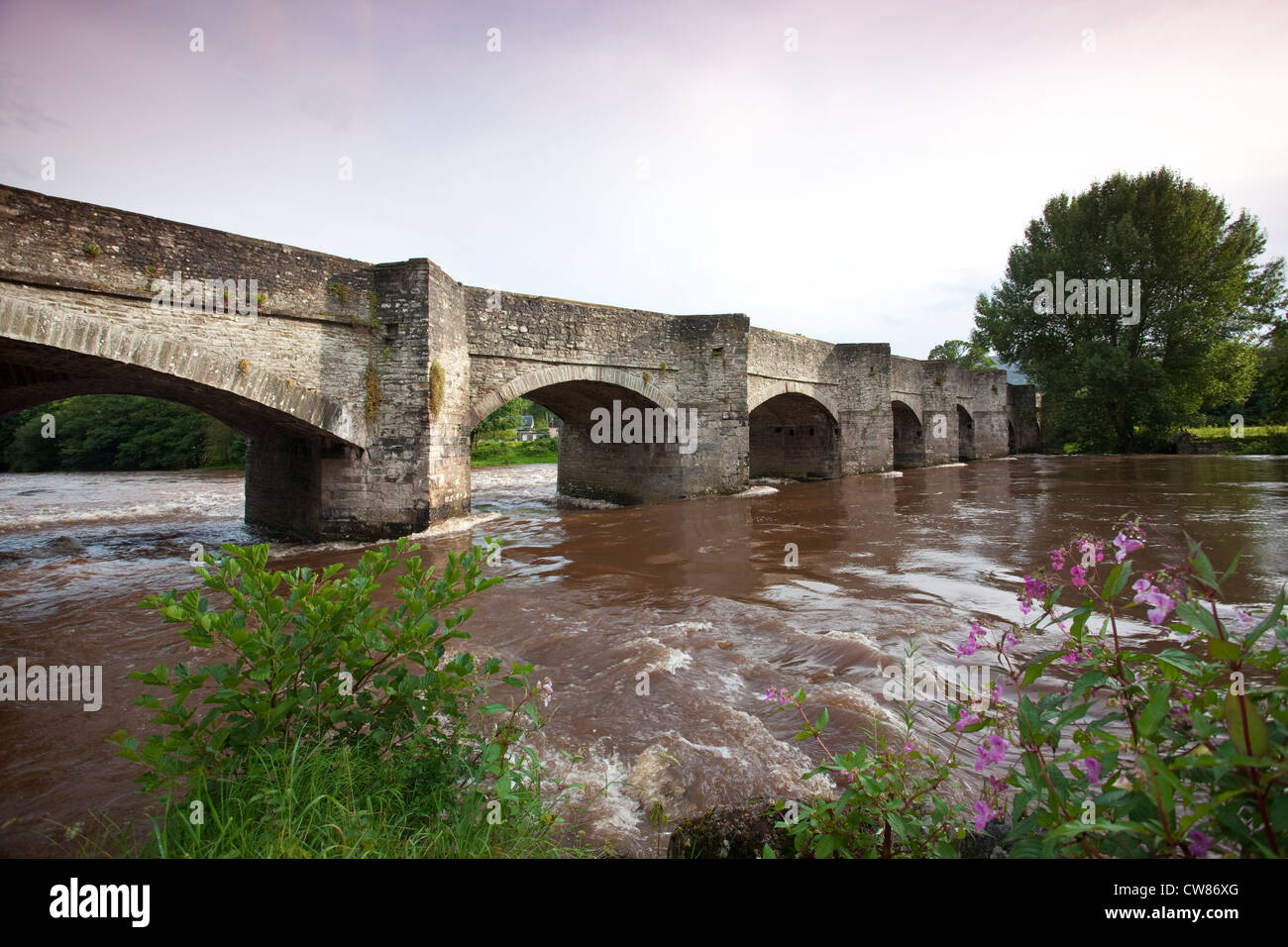 River Usk at Crickhowell, Brecon Beacons, Powys, Mid Wales Stock Photo ...