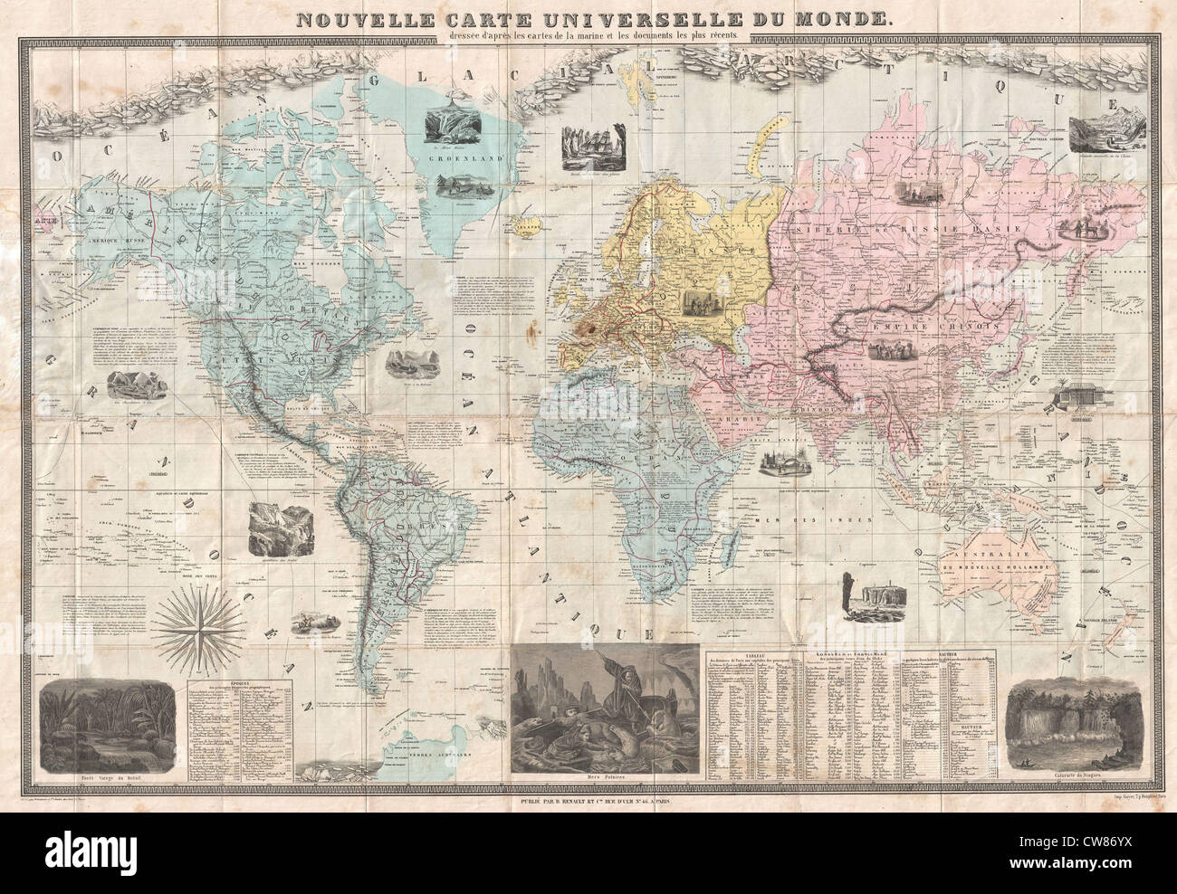 Antique world map 19th century hi-res stock photography and images - Alamy