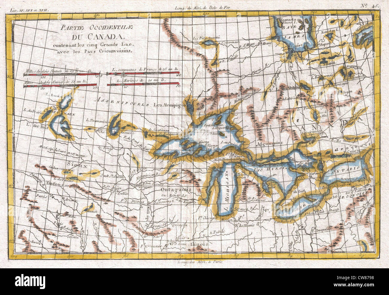 This 1780 map by Raynal and Bonne depicts the Great Lakes and Upper ...