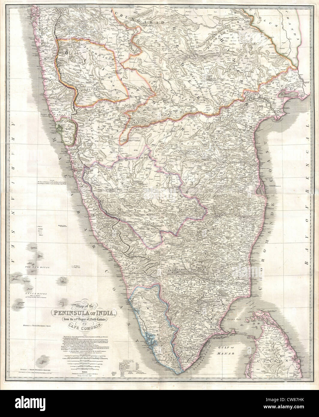 The 1838 Wyld Wall Map of India, also known as Hindostan or British ...