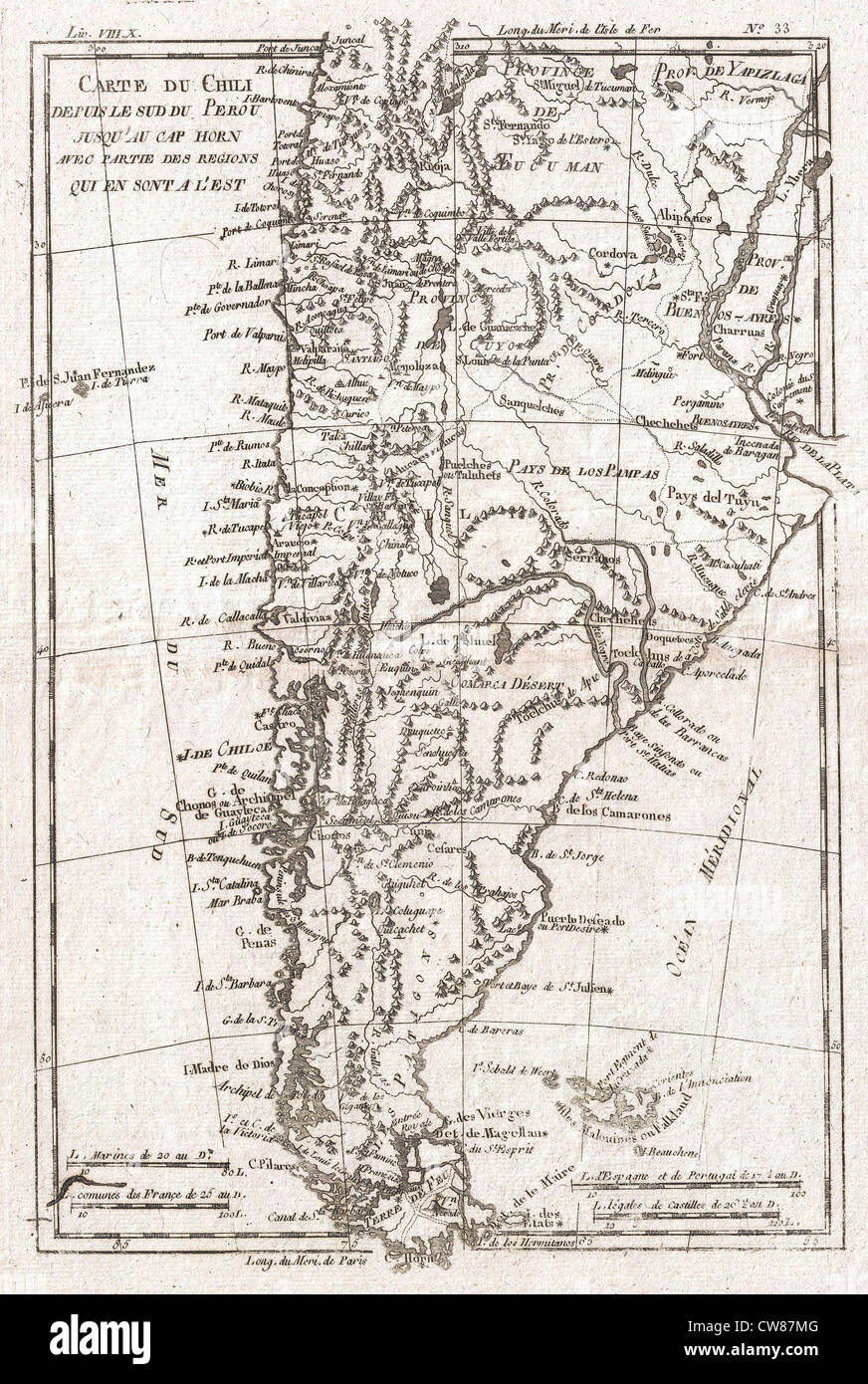 Old map of chile hi-res stock photography and images - Alamy