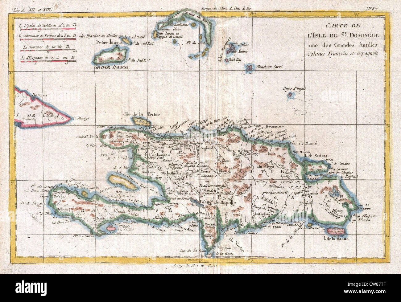 The 1780 Raynal and Bonne map of Hispaniola showcases the geography of ...