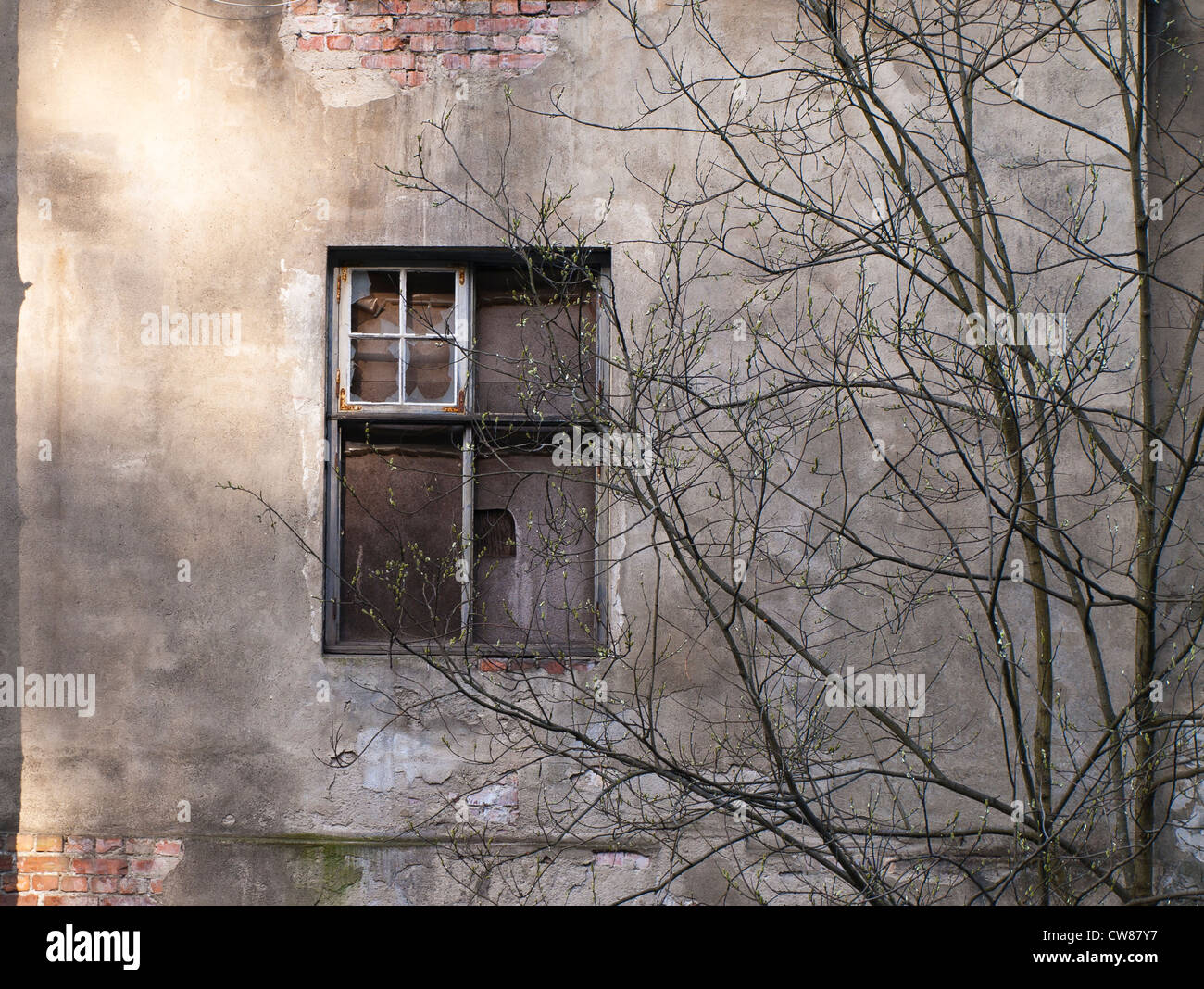 Old boarded up window on a wall in need or repairs Stock Photo - Alamy