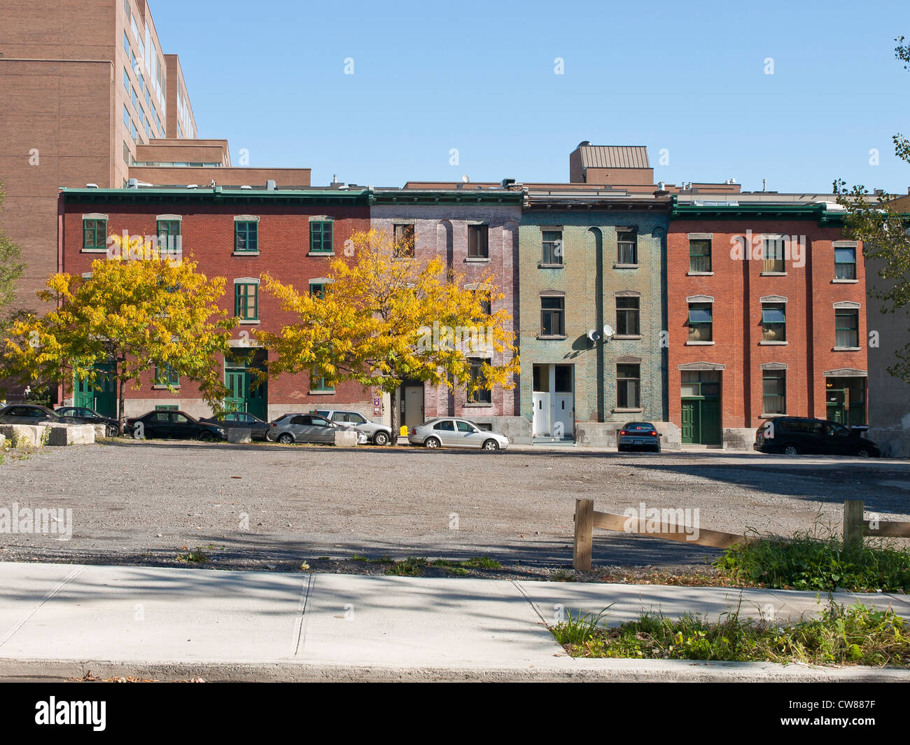 Street with colorful houses in downtown Montreal Stock Photo - Alamy