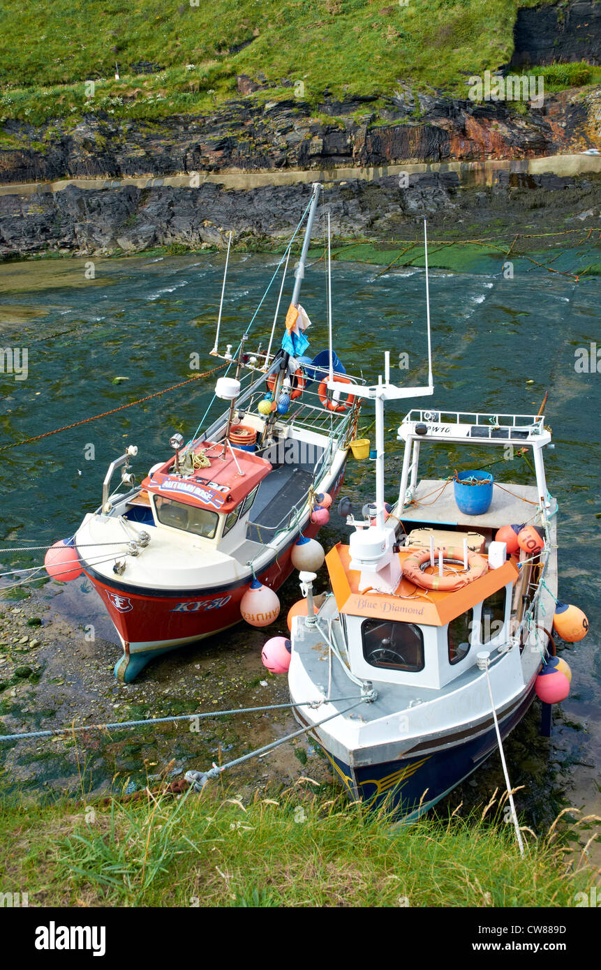 Boscastle, Cornwall - the small harbour entered via a narrow gap in the ...