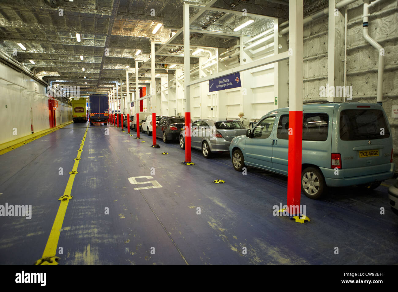 interior of stenaline superfast ferry car lorry vehicle deck scotland ...