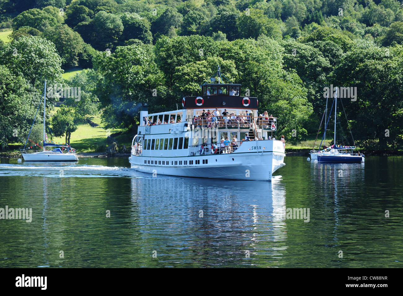 The steamship MV Swan, Lake Windermere, Cumbria, England, UK Stock ...