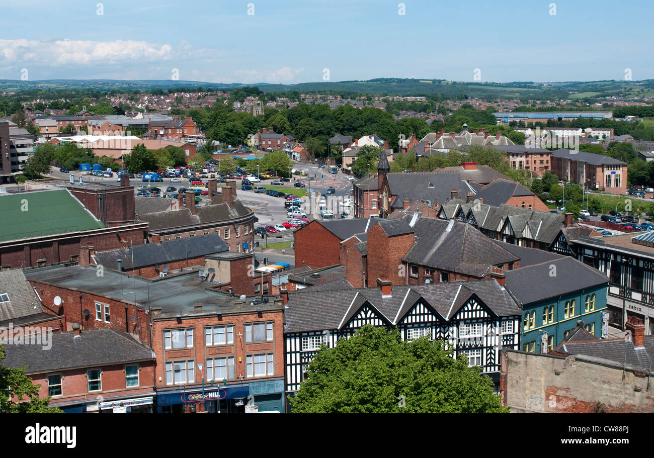 An aerial view of Chesterfield town centre, Derbyshire England UK Stock ...