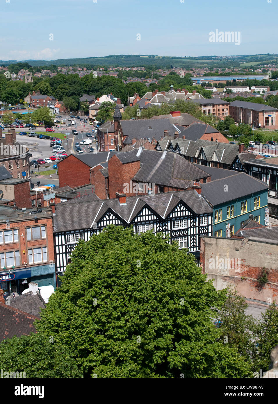 An aerial view of Chesterfield town centre, Derbyshire England UK Stock ...