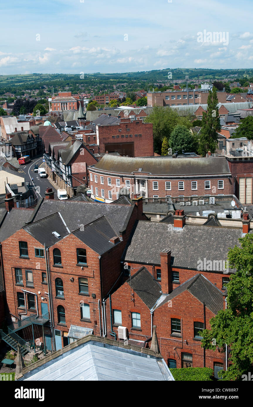 An aerial view of Chesterfield town centre, Derbyshire England UK Stock ...