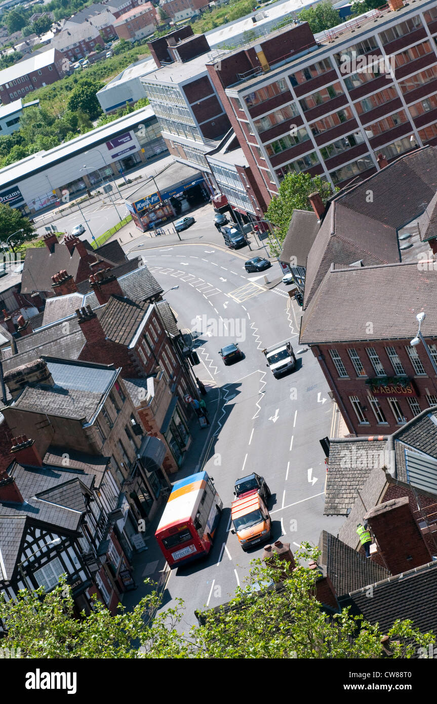 An aerial view of Chesterfield town centre, Derbyshire England UK Stock ...