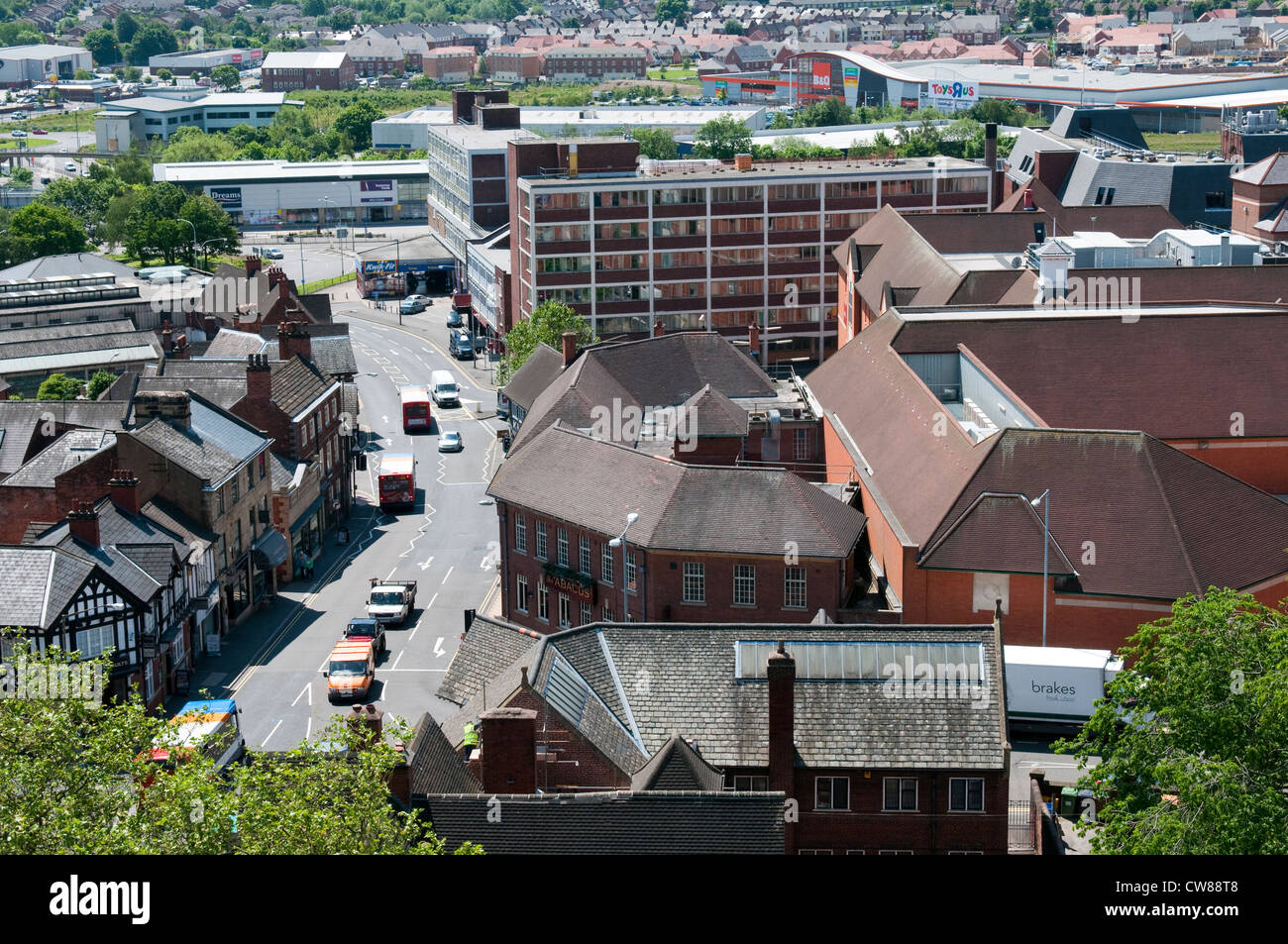 An aerial view of Chesterfield town centre, Derbyshire England UK Stock ...