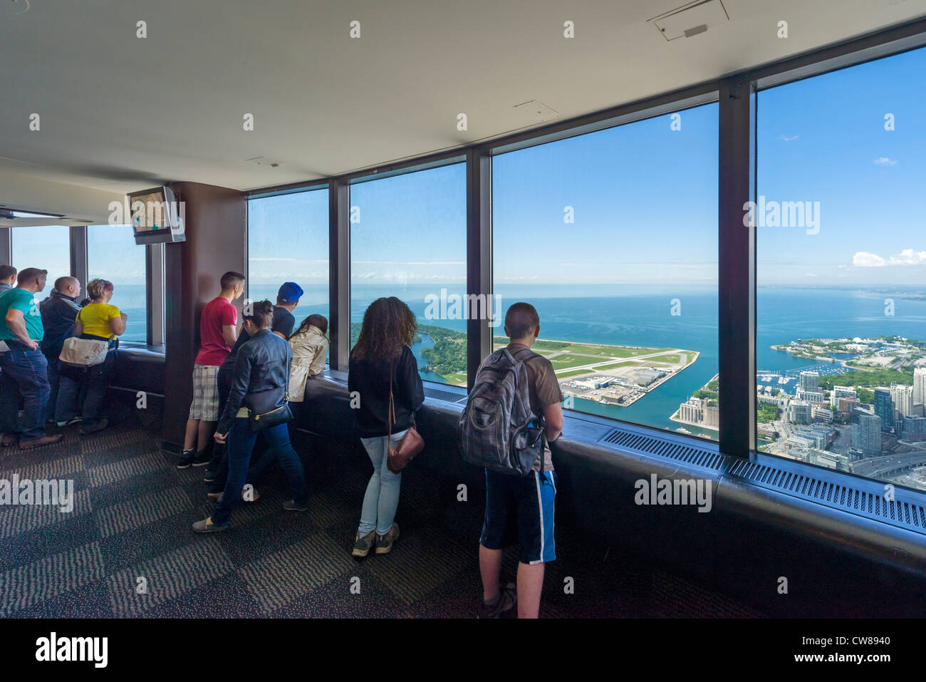 View over Lake Ontario from the LookOut Level at the top of the CN ...