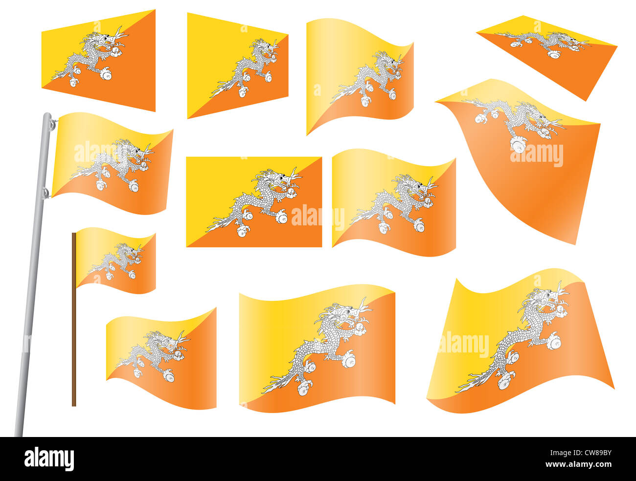 set of flags of Bhutan illustration Stock Photo - Alamy