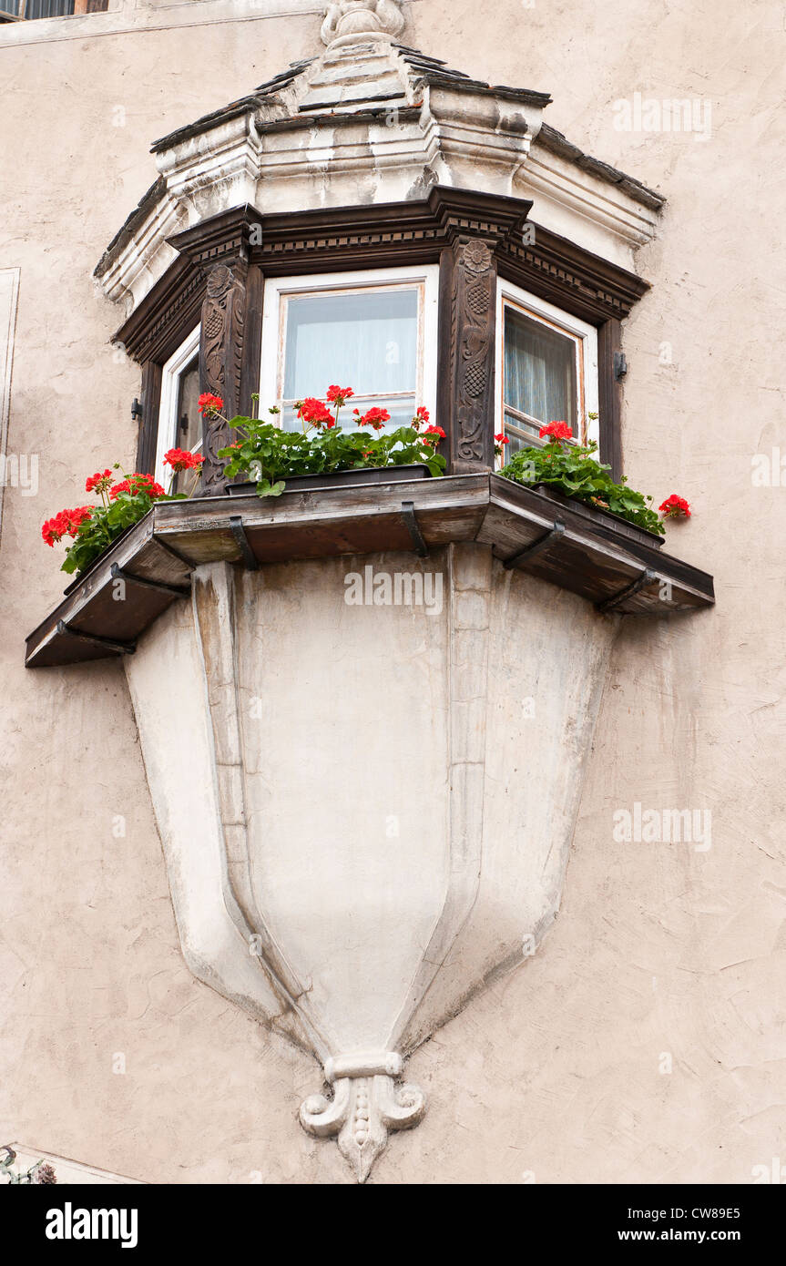 Pontresina, Switzerland. Decorative windows Stock Photo - Alamy