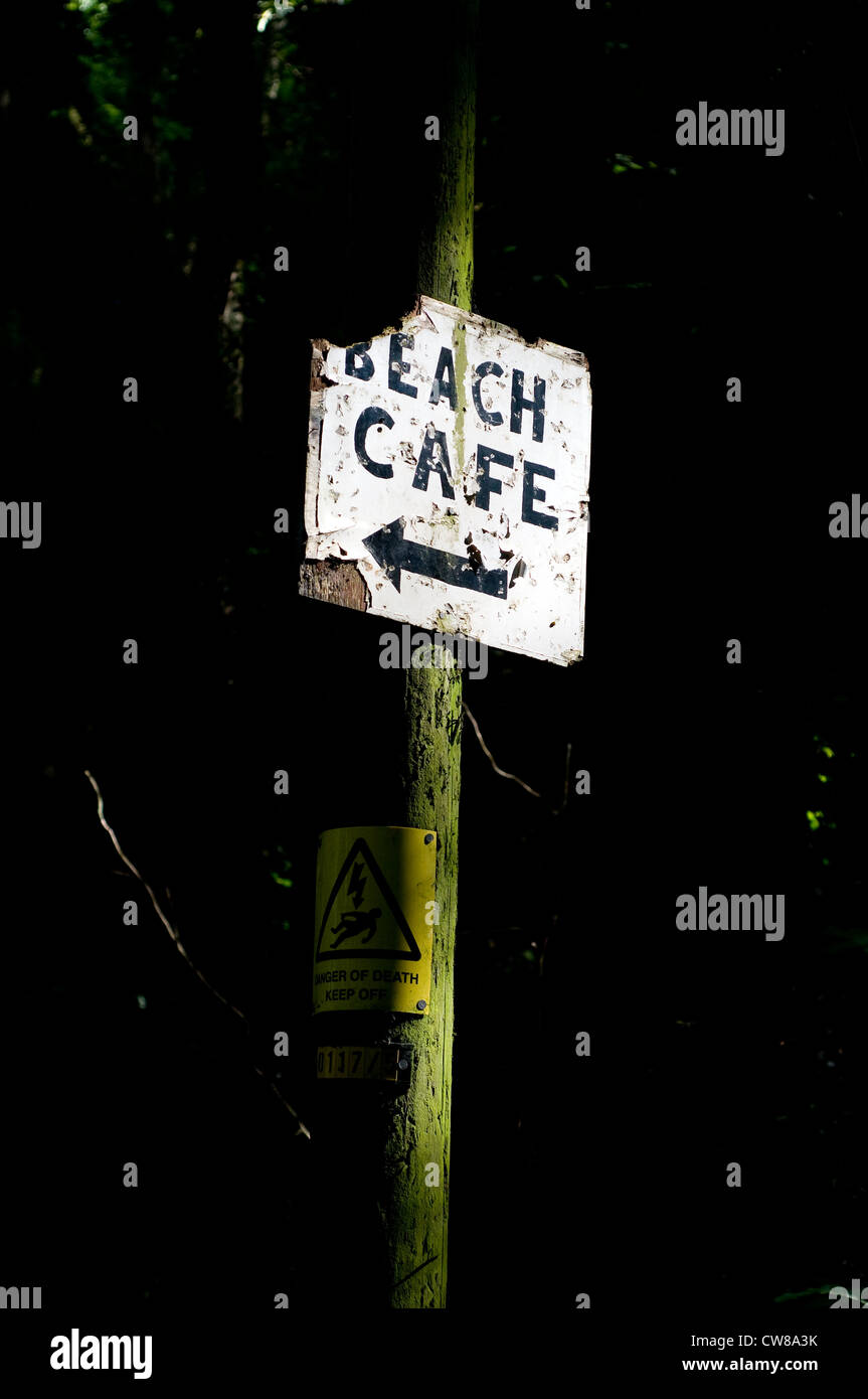 Beach cafe sign,Watcombe beach,Devon, r Stock Photo - Alamy