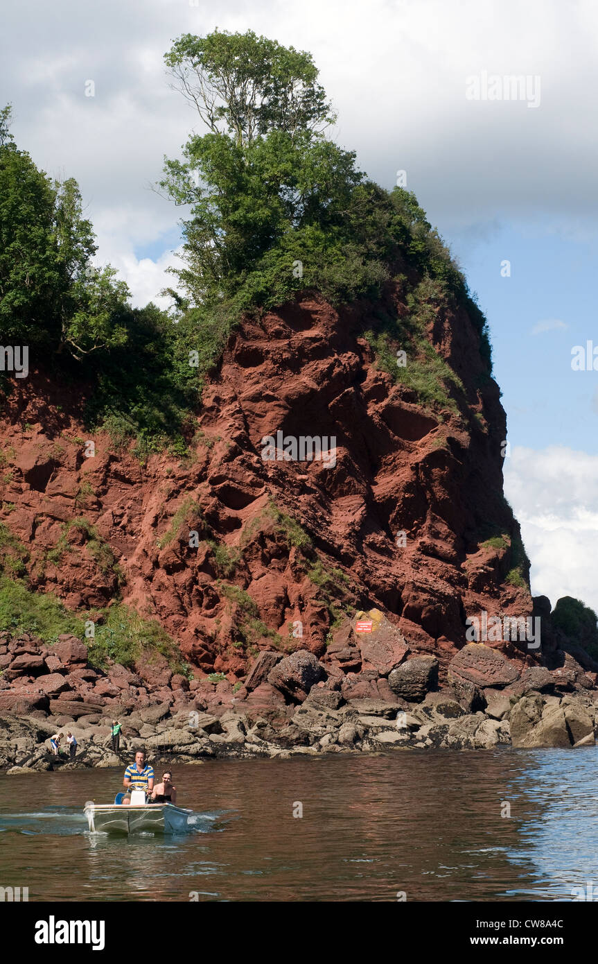 Watcombe beach,Devon,cove,moored,mooring,speedboat, climate change ...
