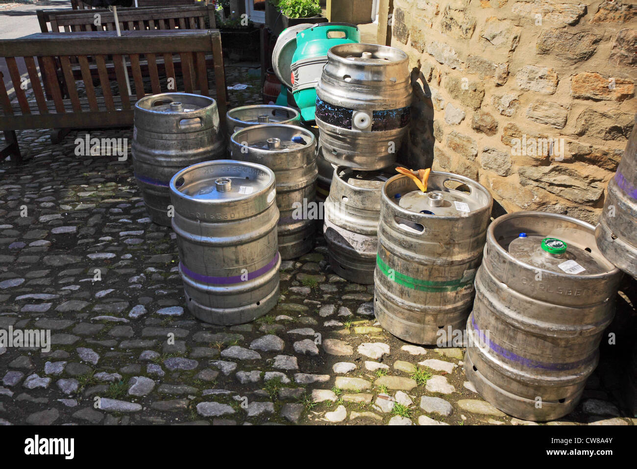 Beer containers outside a pub, England, UK Stock Photo - Alamy
