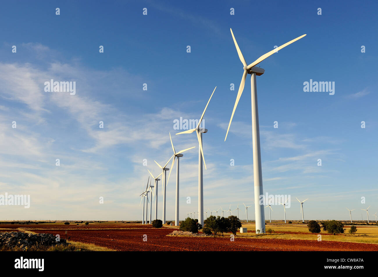 Wind farm with blue sky Stock Photo - Alamy
