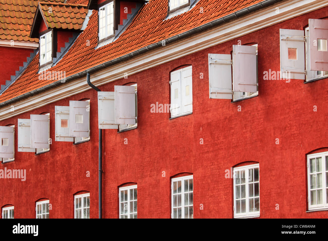 Open and closed windows of a former prison in kastellet of Copenhagen ...