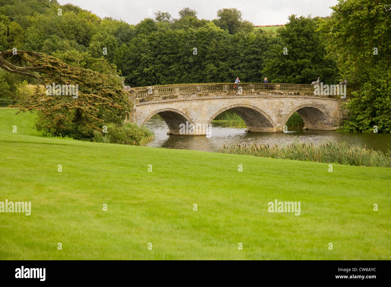 Stone bridge at Compton Verney House Warwickshire, England Stock Photo ...