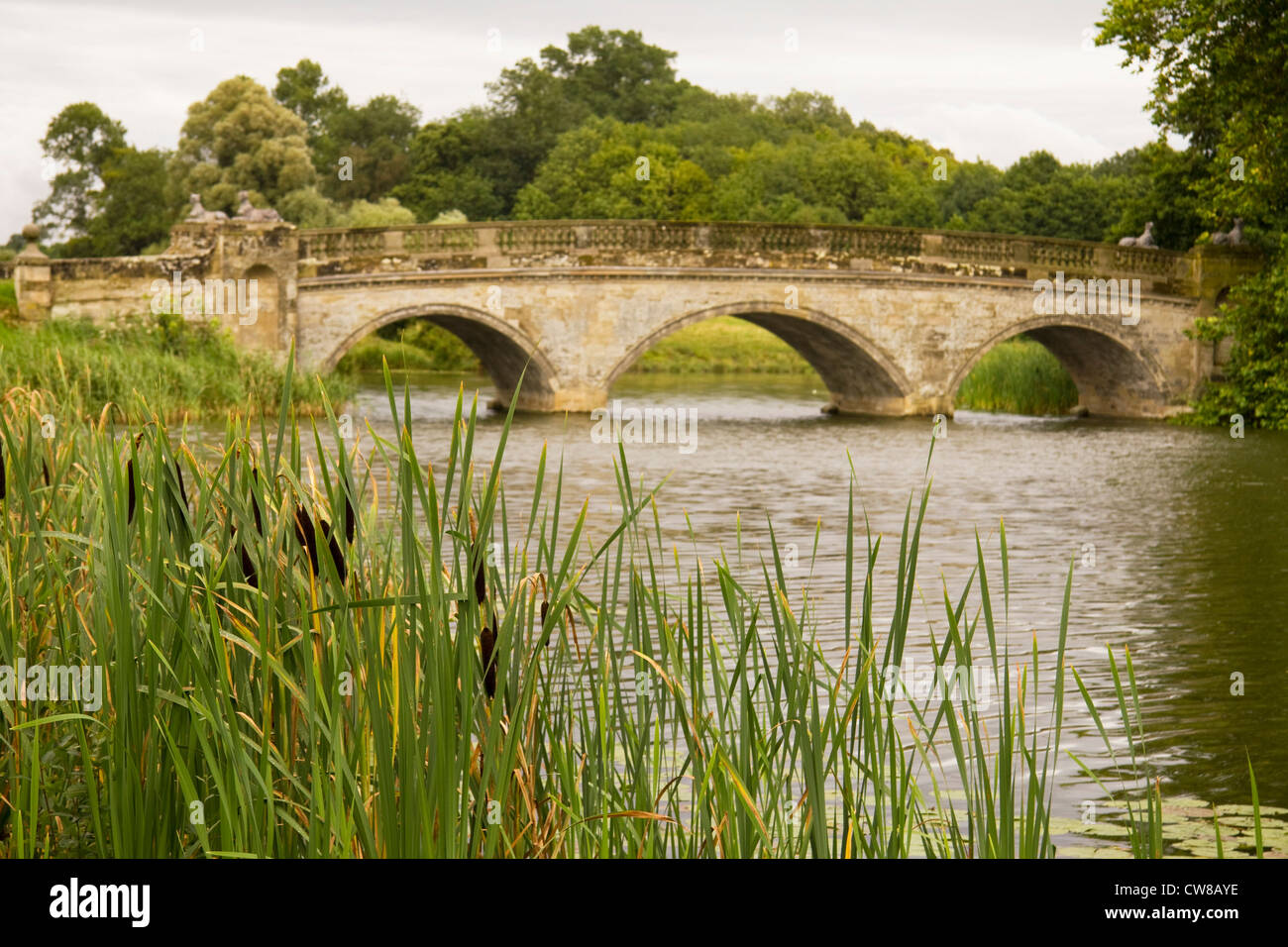 Stone bridge at Compton Verney House Warwickshire, England Stock Photo ...