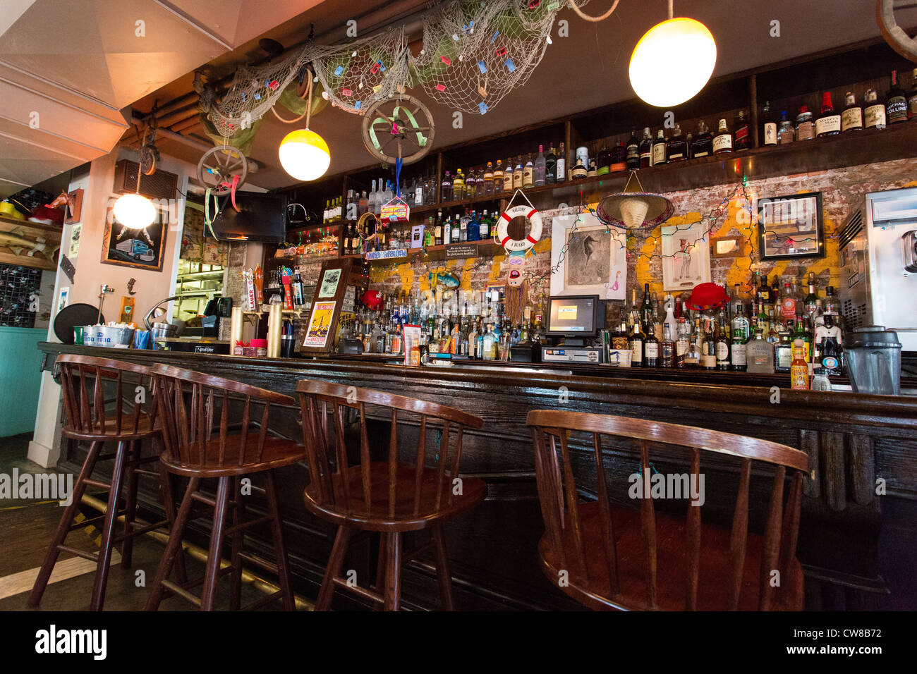 Inside of a Cowgirl Sea-Horse restaurant/bar at Seaport, New York City ...