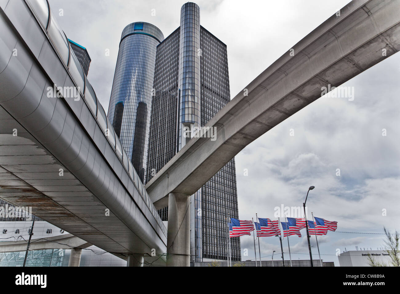 Detroit Renaissance Center as seen from street view. Interesting ...