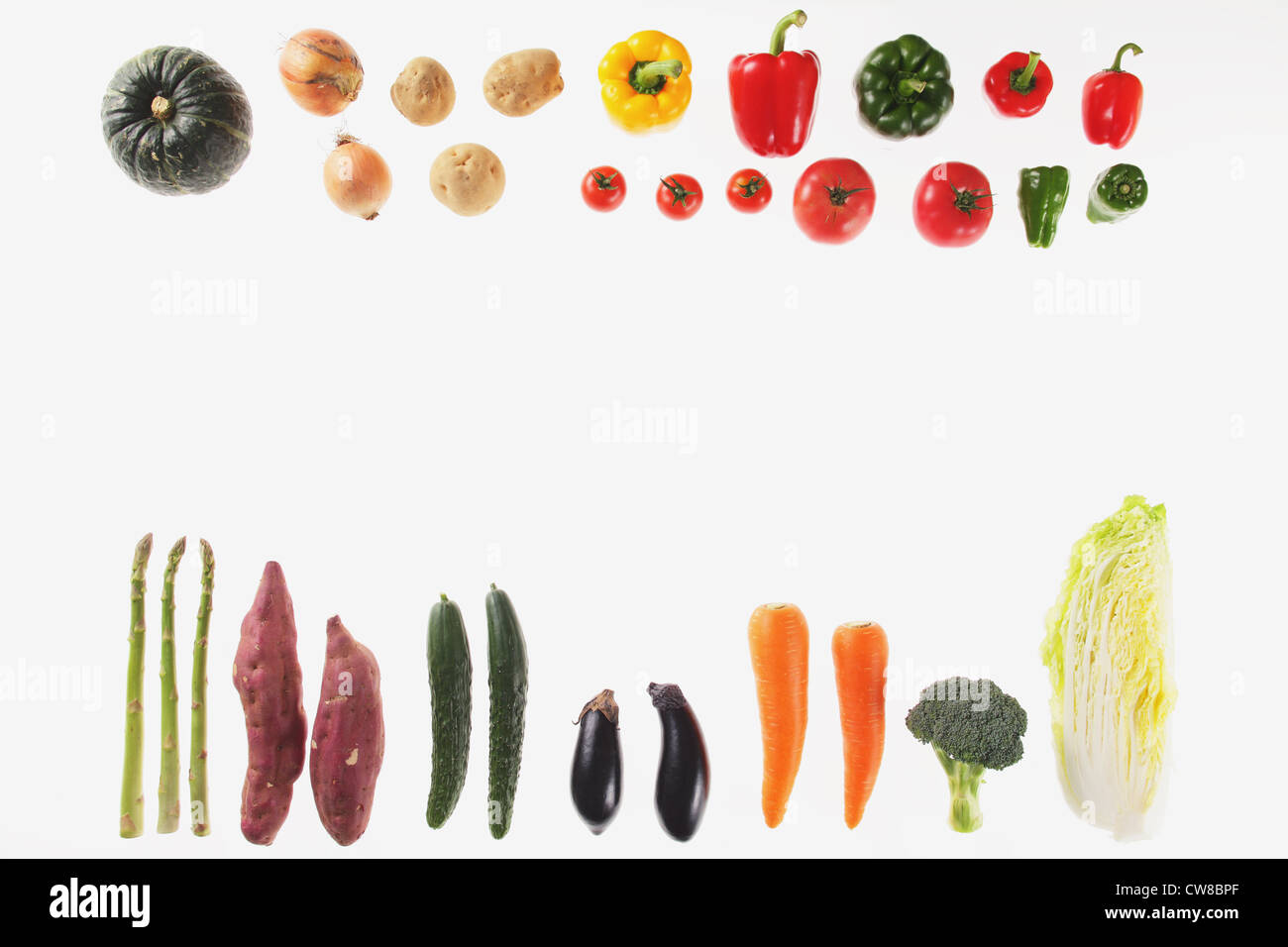 Healthy food vegetables overhead Cut Out Stock Images & Pictures - Alamy