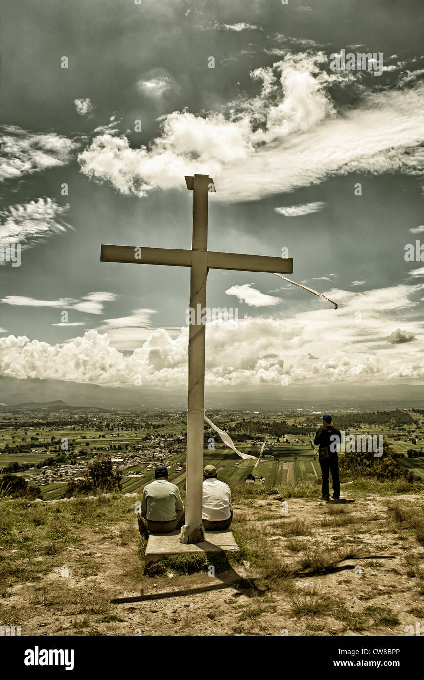 View from top of the Spiral Pyramid - Xochitecatl archaeological site ...