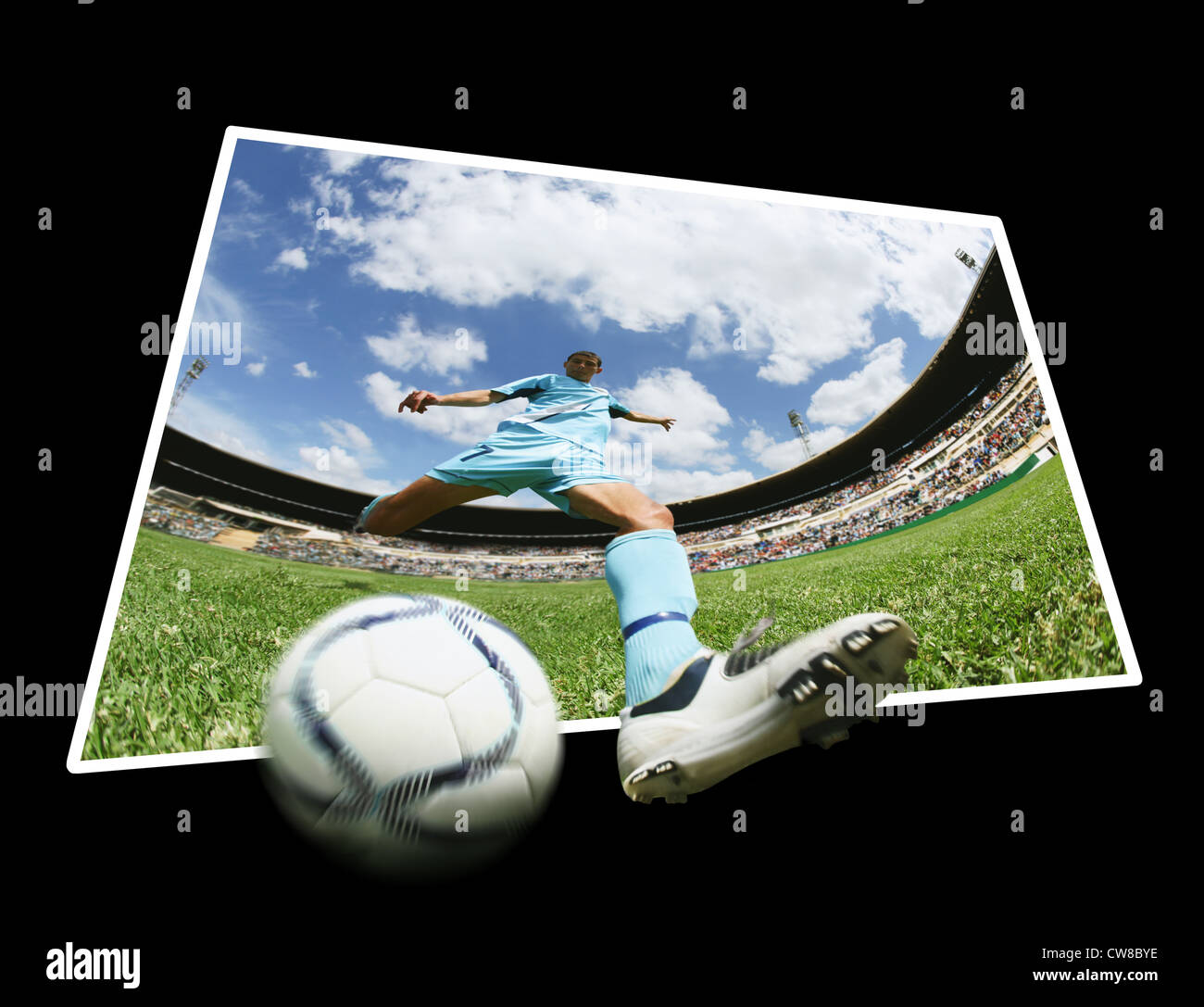 Sportsman Kicking Soccer Ball, Digital Manipulated Stock Photo - Alamy