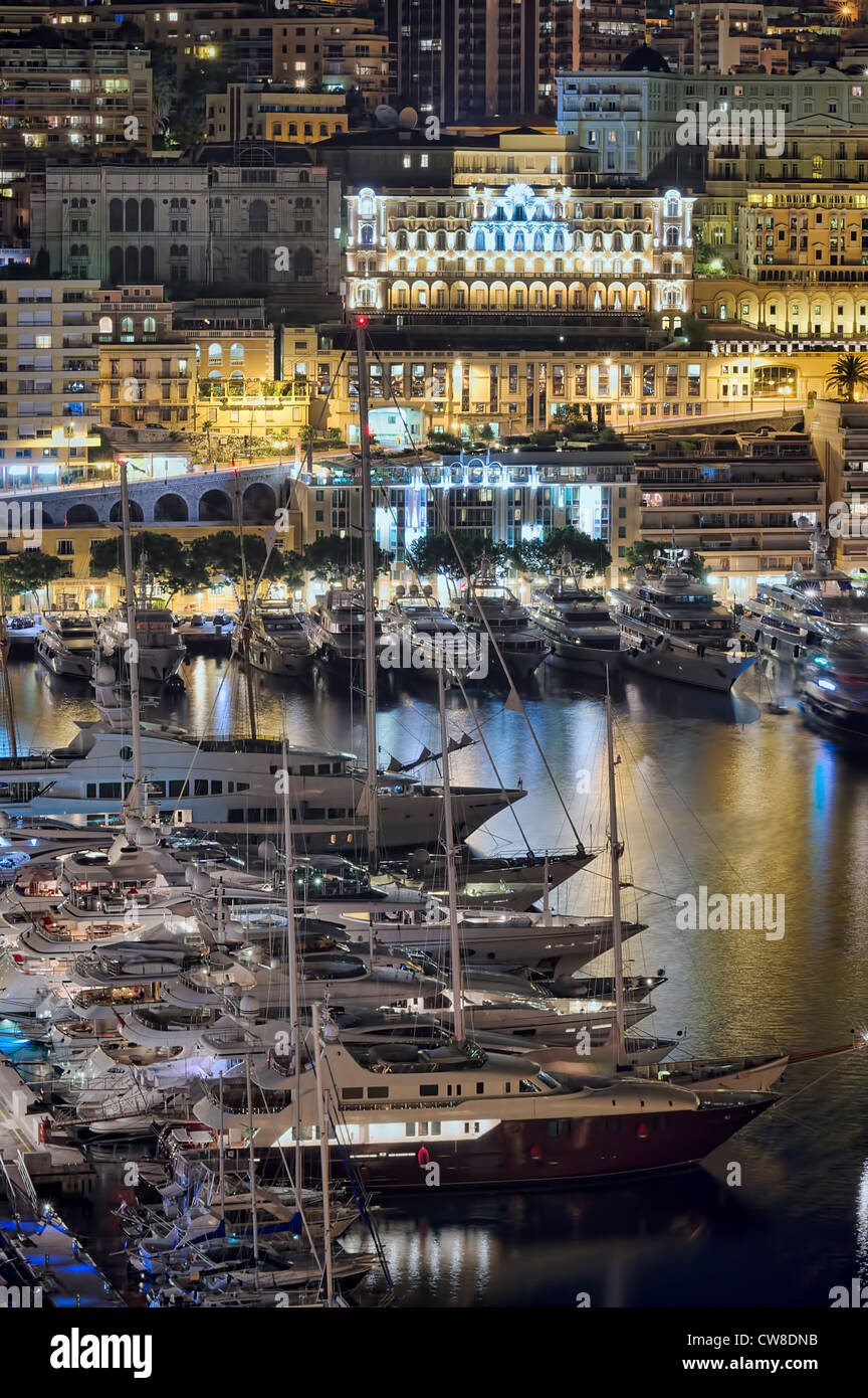 Monte Carlo port, Monaco. night scene Stock Photo - Alamy