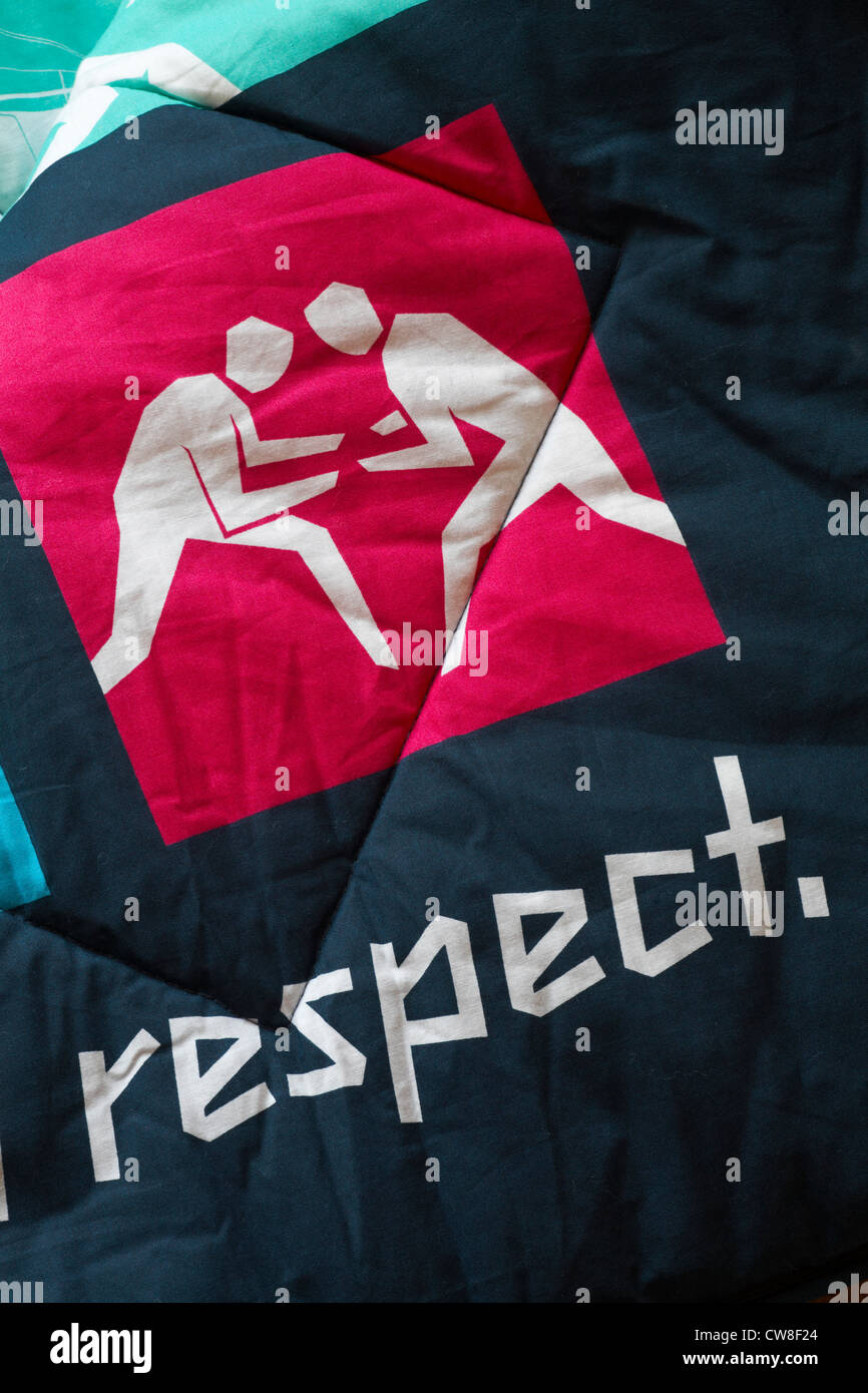respect - detail of duvet cover provided to Olympians for the London ...