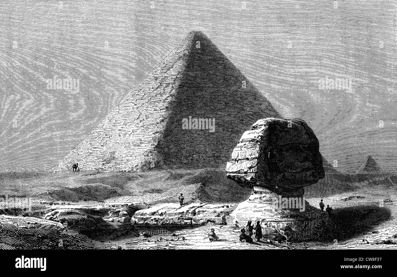 Great Pyramid And Great Sphinx Of Giza High Resolution Stock ...