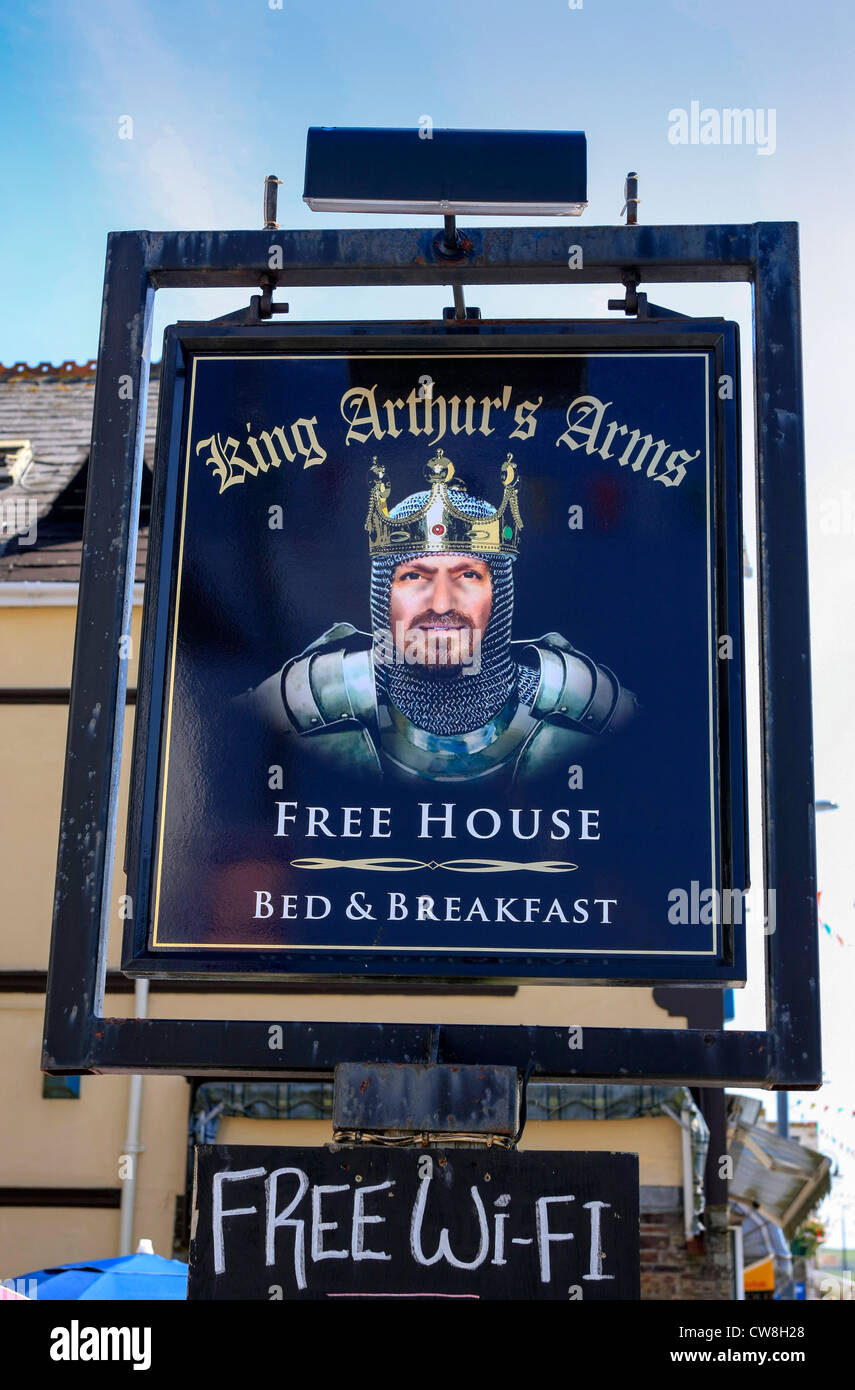 King Arthur's Arms Pub Sign at Tintagel Cornwall Stock Photo - Alamy