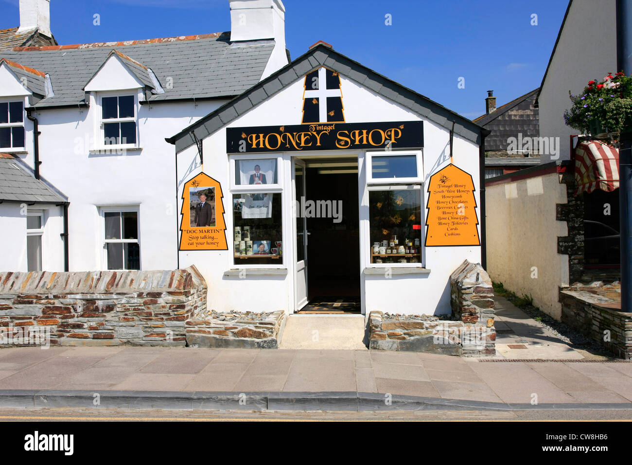 The Tintagel Honey Shop in Cornwall Stock Photo - Alamy