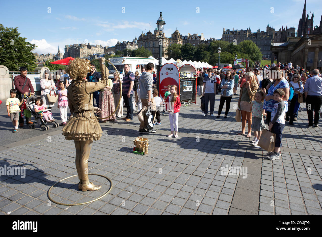 female street performer in the centre of edinburgh scotland uk united ...
