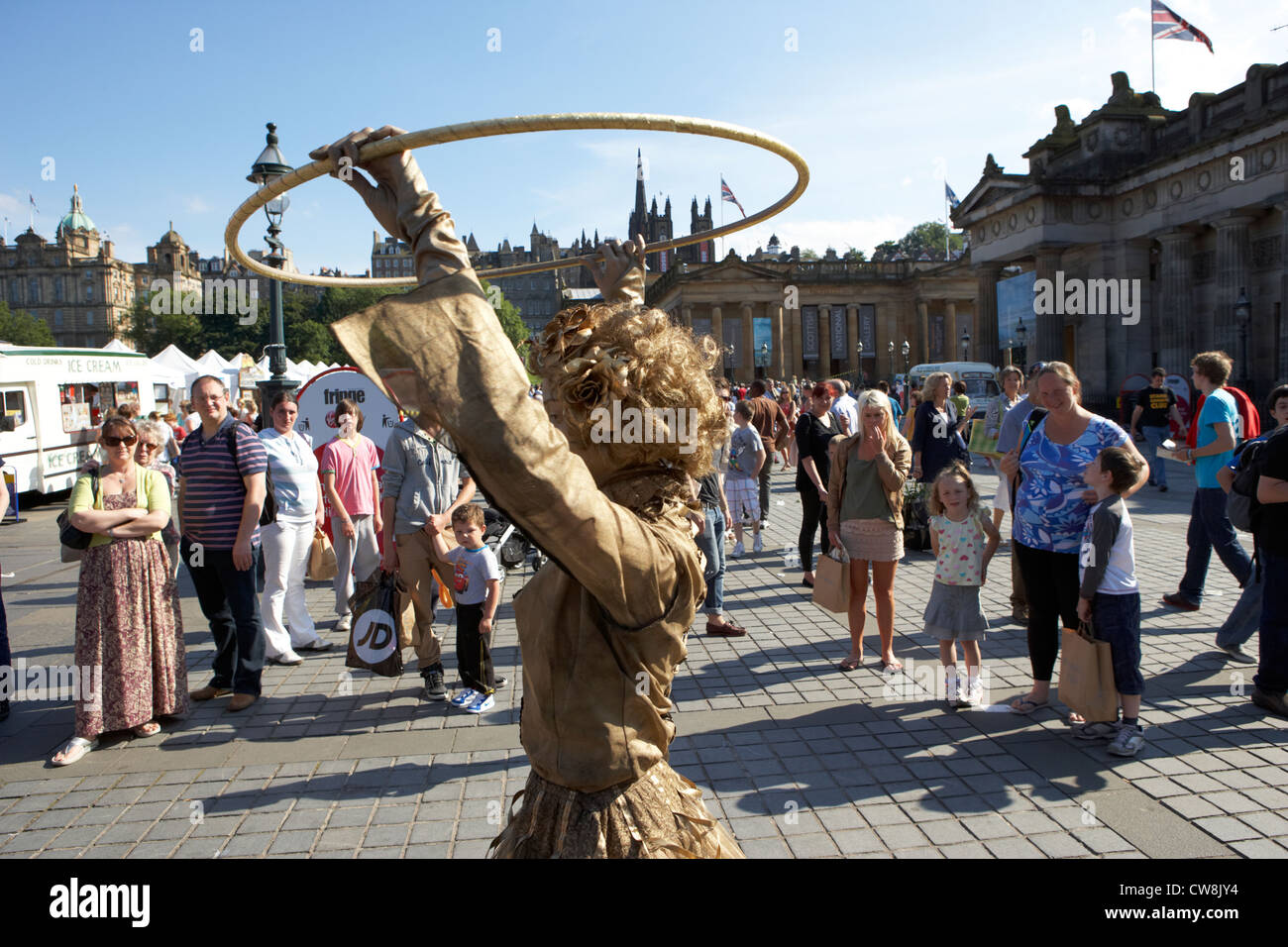 female street performer in the centre of edinburgh scotland uk united ...