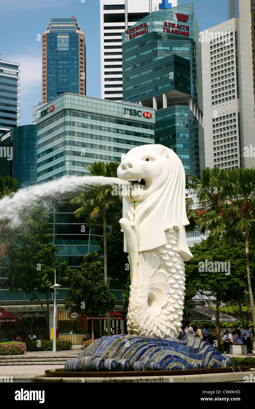 Asia Singapore The Merlion, one of Singapore's most famous landmarks ...