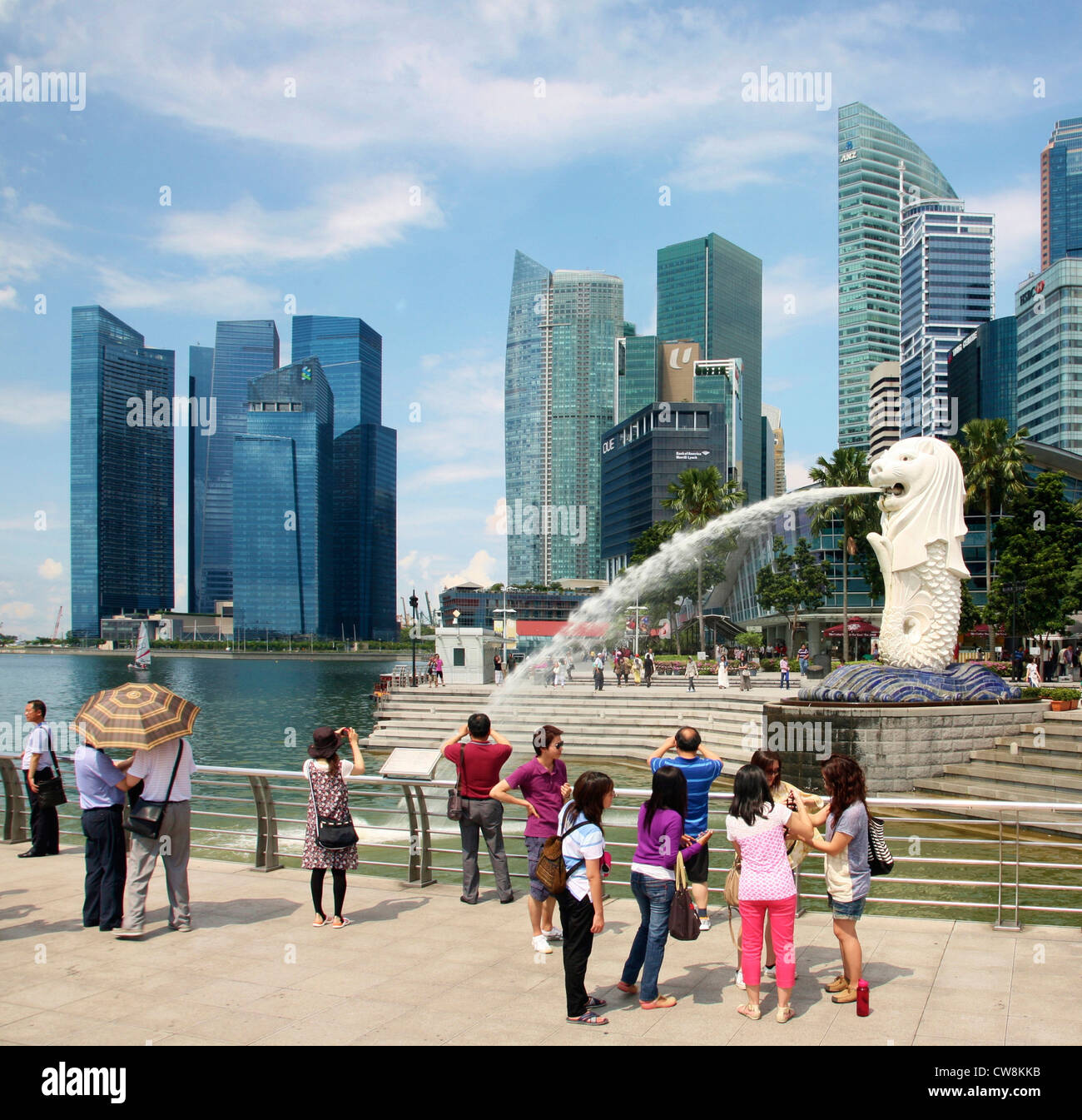 Asia Singapore The Merlion, one of Singapore's most famous landmarks ...