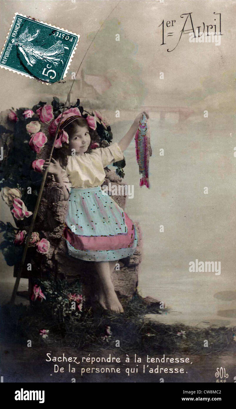 Post card for April 1st Stock Photo - Alamy