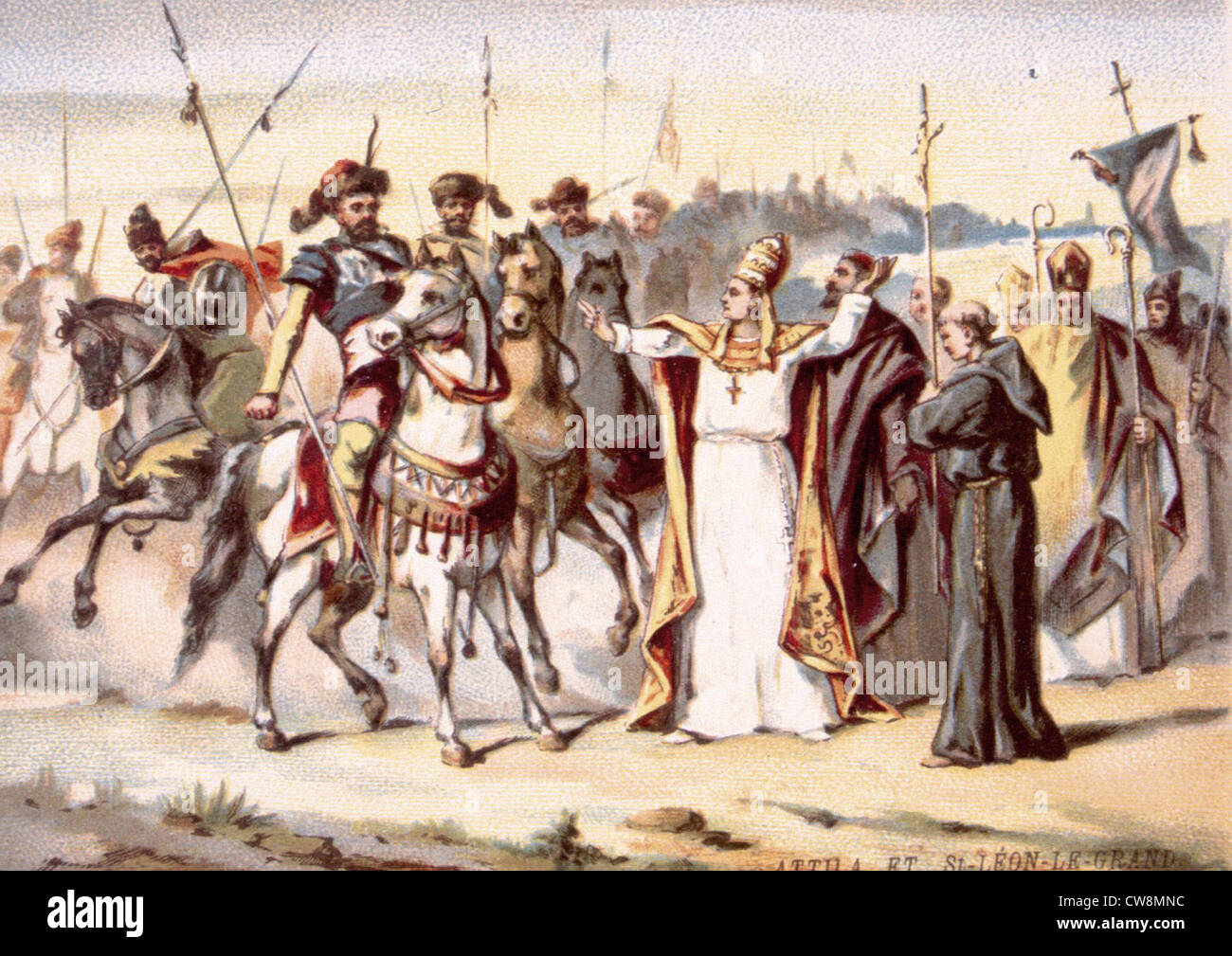 Saint Leon I the Great and Atilla, advertisement Stock Photo - Alamy