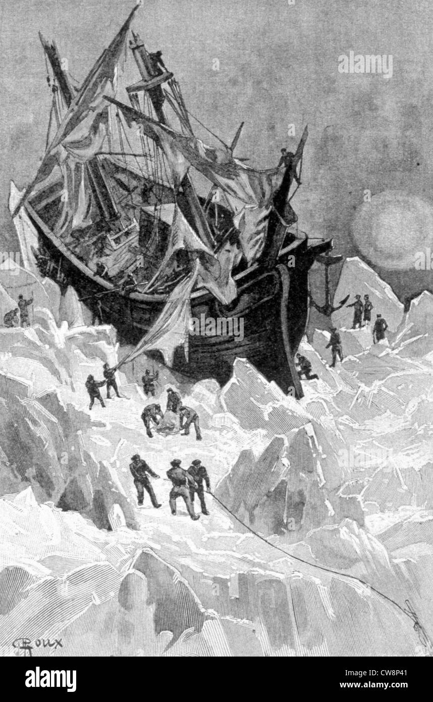 Jules Verne: 'The Sphinx of the Ice Fields', illustration Stock Photo ...