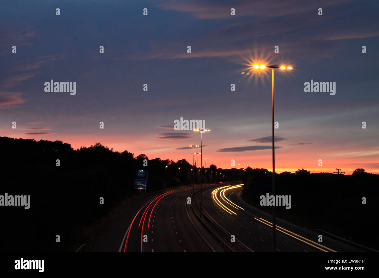 Light trails on motorway Stock Photo - Alamy